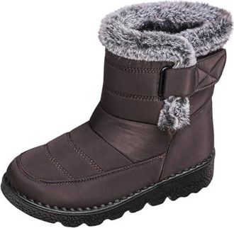 Generic Bottes dhiver chaudes doubl&eacute;es pour femme - &Eacute;l&eacute;gantes - Couleur unie - Semelle &eacute;paisse antid&eacute;rapante - Confortable - &Agrave; enfiler - Bottes mi-mollet, mar