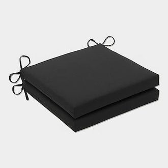 Pillow Perfect Sitzkissen für Innen- und Außenbereich, Fresko, quadratisch, Schwarz, 2 Stück, Schwarz, 20 in. L X 20 in. W X 3 in. D