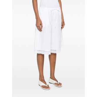 The Nina Studio Lace-Trim Cotton Shorts - White