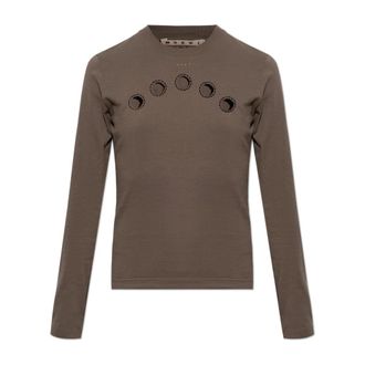 Marni Haut Manches Longues en Coton - Femme - Tops - Brun - Taille: 34 FR
