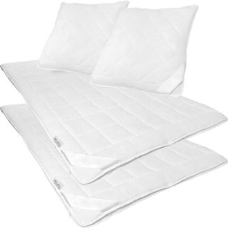 Myne Bettenset 135x200 4teilig Allyearcomfy - Bettdecke 135x200 4 Jahreszeiten Set mit Kissen - Sommerdecke & Ganzjahresdecke & Winterdecke - Oeko-TEX, All