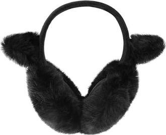 QUINTRA Cache-oreilles pour femme - Hiver - Chat mignon - Cache-oreilles en fausse peluche - Pour filles et femmes, Noir, taille unique