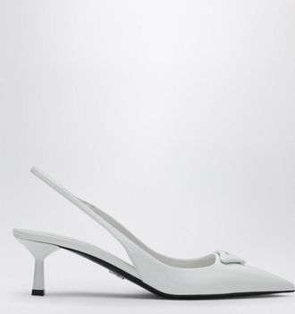 Prada White patent leather slingback pumps