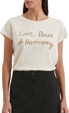 Marc O'Polo Damen T-Shirt aus Bio-Baumwolle mit U-Boot Ausschnitt, Cremefarben (Natural Cotton), XXL