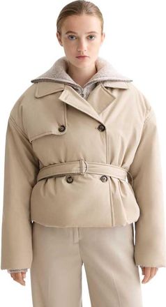 Scotch & Soda Leichte gepolsterte Popeline-Trenchjacke f&uuml;r Damen, Plaza Taupe U292, XS