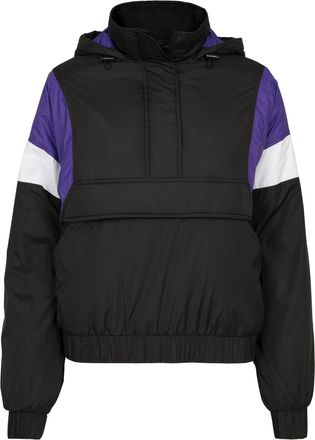 Urban Classics Damen Ladies 3-Tone Padded Pull Over Jacket Jacke, per Pack Mehrfarbig (Black/Ultraviolet/White 01552), X-Small (Herstellergröße: XS)