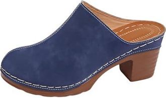 Generic Sandales &agrave; talons pour femme - Bout ferm&eacute; - Confortables - Couleur unie - &Eacute;l&eacute;gantes - Polyvalentes - Talon &eacute;pais - Classique - Respirantes - &Agrave; enfiler