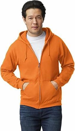 Gildan Fleece Zip Hoodie Sweatshirt, Style G18600, Multipack Chemise, Orange de sécurité, XL Homme