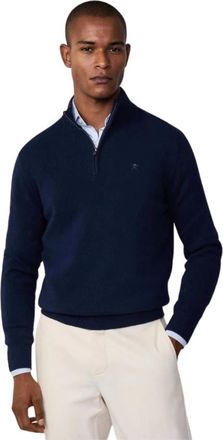 Hackett Homme, Pulls, Bleu, Taille: M Pull en Laine dAgneau &agrave; Demi-Fermeture &Eacute;clair