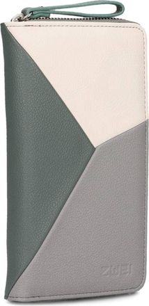 zwei Damen Geldbörse JANA J2 Wallet 20 x 11 cm hochwertiges Kunstleder im Tricolor-Design, Portemonnaie mit 12 Kartenfächern, Münzfach, Sichtfach für Auswe