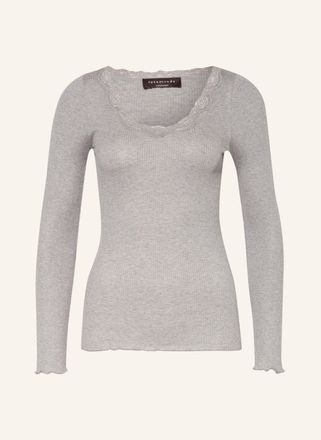 Rosemunde Longsleeve Babette Aus Seide Mit Spitzenbesatz grau