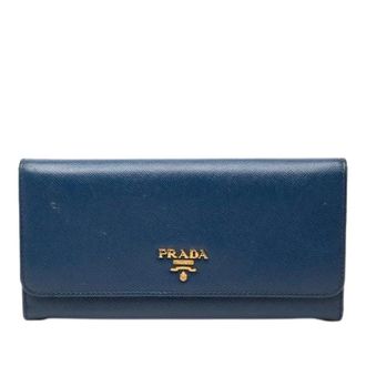 Prada Portefeuille long bifold Saffiano Pre-owned - Femme - Pre-owned - Bleu - Taille: ONE Size