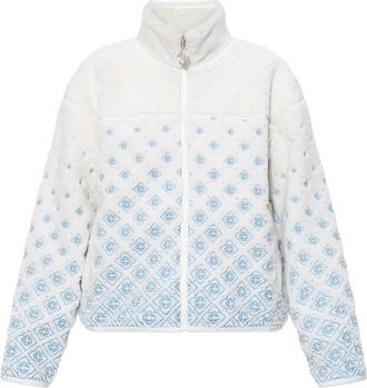 Casablanca Femme, Sport, Blanc, Taille: 40 FR Veste cropped en molleton brod&eacute; &agrave; monogramme d&eacute;grad&eacute;