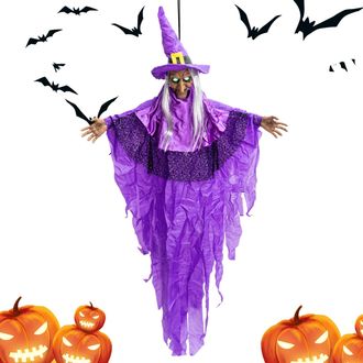 Generic Halloween Hexe Dekoration - animierte sprechende Hexe mit leuchtenden Augen, ein ger&auml;uschaktiviertes Accessoire | Gruselige Au&szlig;endekoration f&uuml;r den Hi