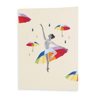 Fabulous Poster Plakat Tanzen im Regen Regenschirm Collagekunst Surrealismus