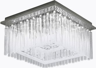 Globo Lighting Deckenlampe Deckenleuchte Kristallleuchte Designleuchte Wohnzimmerlampe Schlafzimmer, Metall Glasst&auml;be Kristalldekor klar verchromt, 1x LED 21 Watt 18