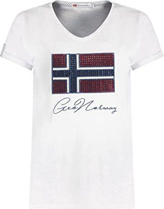 Geographical Norway Joisette Lady - Tee Shirt Coton Femme Classique avec Logo - Vêtement Corps Manche Courte -Col Coupe Régulière Femmes (Gris_Clair L Taille 3)