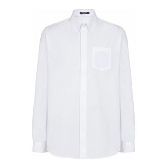 Balmain Hemd aus Popeline mit aufgesticktem &Eacute;cusson-Wappen - - Shirts - Herren - Wei&szlig; - L