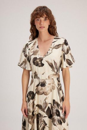 ADL Sommerkleid Gemustertes Kleid mit V-Ausschnitt
