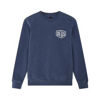 Deus D261Msw186 Shield Garment Dyed Crew - - Sweatshirts & Hoodies - Herren - Blau - S