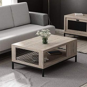 Homemania Kaffeetisch, Melamin, Metall, Holz, Schwarz