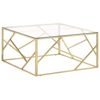 vidaXL Couchtisch Golden Edelstahl und Hartglas Vidaxl