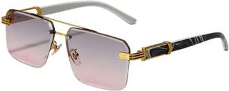 Generic Lunettes de soleil rectangulaires rétro pour homme et femme - Verres teintés vintage sans monture - Lunettes de soleil carrées tendance sans monture -