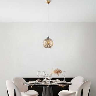 Opviq Elegant Gold Chandelier, Adjustable Height 39-119 cm, Metal Body, &Oslash;25 cm, E27 Socket (Max 40W), Perfect for Modern Living Spaces, IP20 Rated