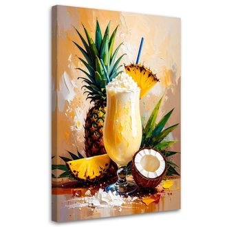 Feeby Leinwand Bilder - Bild Wohnzimmer - Pina Colada Tropisch - 20x30 1tlg - Deko Schlafzimmer Gro&szlig; - Dekoration Canvas - Gem&auml;lde - Modern Wandbilder - Kun