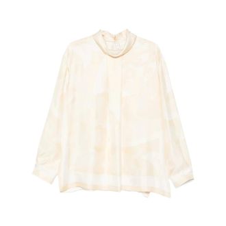 Carven Bluse mit hohem Kragen im Foulard-Print - - Blouses & Shirts - Damen - Beige - XS