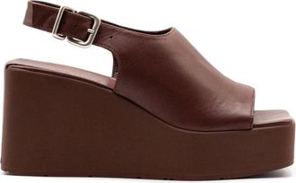 Vic Mati&eacute; Femme, Chaussures, Brun, Taille: 38 EU Sandale compens&eacute;e en cuir lisse