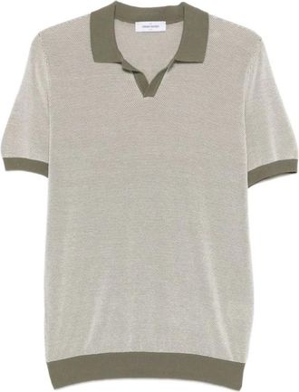 Gran Sasso Homme, Tops, Vert, Taille: L Polo Col en V C&ocirc;tel&eacute;