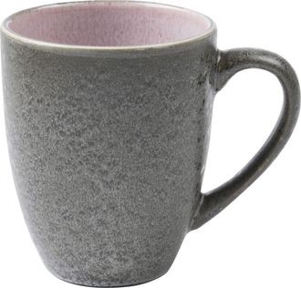 Bitz Kaffeetasse/Kaffeebecher, Tasse aus robustem Steinzeug, 30 cl, grau außen/hellrot innen