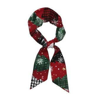 Generic &Eacute;charpe &agrave; carreaux en satin de soie pour femme Motif sapin de No&euml;l Flocon de neige Pour le sport, le yoga, le visage