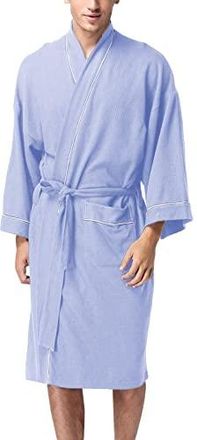 Generic Peignoir de sauna pour homme - Léger et fin - En coton - Sans capuche - Peignoir de sauna moelleux - Vêtement de détente élégant - Grande taille - Pei