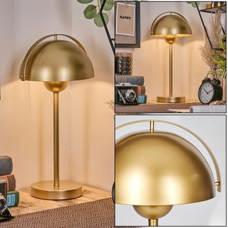 HOFSTEIN Tischleuchte Guttsta, Tischlampe aus Metall in Goldfarben, moderne Leuchte im Retro/Vintage-Design, (&Oslash; 20 cm), H&ouml;he 43 cm, Schalter am Kabel, E14, Woh