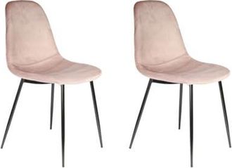The Home Deco Factory 2 Stück Samt, Cotele Giulia Mobilier, Sitzstuhl, Tischstuhl, Wohnzimmer, Esszimmer, Schlafzimmer, Möbel, Textil-Polyester, Rosa, Pulver, 42,5 x 44 x 8
