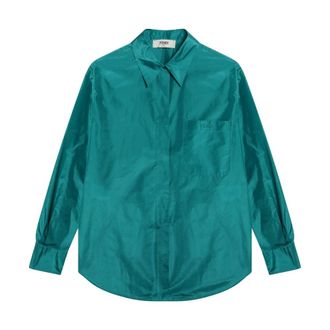 Fendi Seiden Taft Hemd - - Blouses & Shirts - Damen - Gr&uuml;n - XS