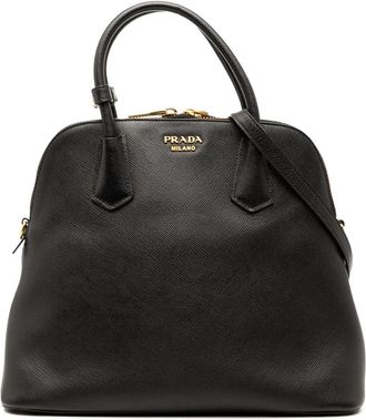 Prada Hobo Bags - Medium Saffiano Cuir Dome Satchel - Gr. unisize - in Schwarz - f&uuml;r Damen