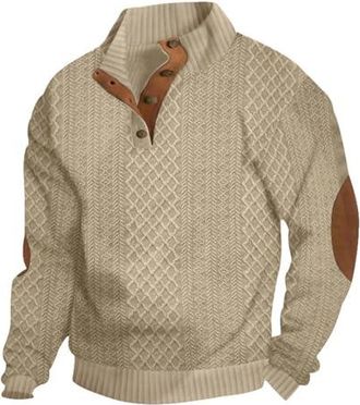 Generic MEIbax Pull Homme en Tricot&eacute; Pullover Sweater Pull dhiver Doux et Confortable Hauts avec Col Montant et Fermeture &agrave; Button Top Grande Taille V&ecirc;tement 