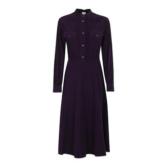 Aspesi Geripptes Midikleid aus Samt - - Dresses - Damen - Lila - S