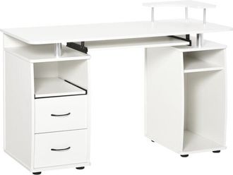 HOMCOM Homcom - Bureau informatique multimédia multi-rangements 120L x 55l x 85H cm panneaux particules blanc