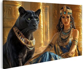 Islandburner Bild auf Leinwand K&ouml;nigin und Panther im alten &Auml;gypten Palast Bilder Wandbilder Poster