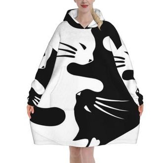 Generic Sweat &agrave; capuche Yin Yang pour femmes et hommes adultes surdimensionn&eacute;s pour une couverture douce et chaude