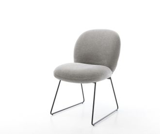 DELIFE Esszimmerstuhl Nube-Flex Strukturstoff Soft Grau Kufengestell Schwarz Taschenfederkern, Esszimmerst&uuml;hle