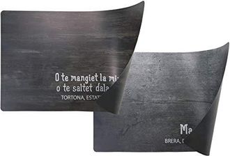 Villa D'Este Home Tivoli Set mit 6 Platzdeckchen Dialekt Milanese Double Faces Holzoptik