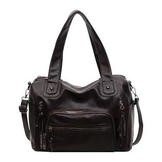 Generic Sac &agrave; bandouli&egrave;re spacieux en cuir PU pour femme avec plusieurs compartiments pour le travail et les voyages, caf&eacute;, 16.14x9.84x5.12inch