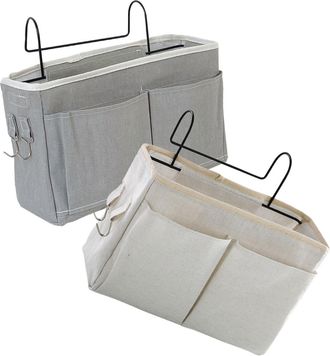 Soimiss 2 St&uuml;ck Bett Organizer H&auml;ngetasche mit Gro&szlig;er Kapazit&auml;t Vielseitiger Aufbewahrungsbeutel f&uuml;r B&uuml;cher Handy Snacks Platzsparender Abnehmbarer H&auml;ngebeute