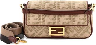Fendi Baguette NM Bag Zucca Embroidered Canvas Medium shoulder bag - Tons neutres