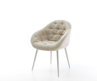 DELIFE Esszimmerstuhl Gaio-Flex Webstoff Soft Beige 4-Fu&szlig; konisch Edelstahl, Esszimmerst&uuml;hle